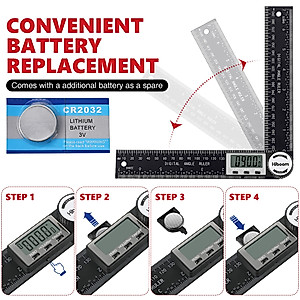 Hiboom 9 Packs Carpenter Pencil Set, 4 Solid Carpenter Pencils with Sharpener and 36 Refills, 2 in 1 Digital Angle Finder Protractors Marking Tools for Construction Woodworking(Set 3)