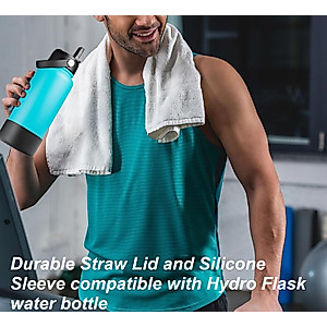 Straw Lid for Hydro Flask 32 40 OZ Wide Mouth, Straw Lid for Hydro Flask 32OZ 40OZ Water Bottle, Replacement Straw Cap for Hydroflask, Lids with Straw Sport Cap, Black Lid Bottom Boot Set