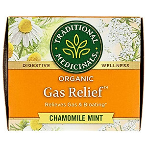 Traditional Medicinals Organic Gas Relief Chamomile Mint Herbal Tea, Relieves Gas & Bloating, (Pack of 1) - 16 Tea Bags