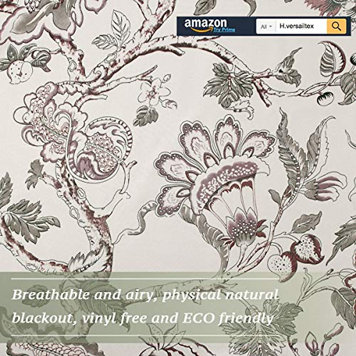 H.VERSAILTEX Blackout Curtains 84 Inch Length 2 Panels Set Floral Print Curtain Drapes for Living Room Thermal Insulated Grommet Window Curtains for Bedroom - Traditional Floral in Sage and Brown