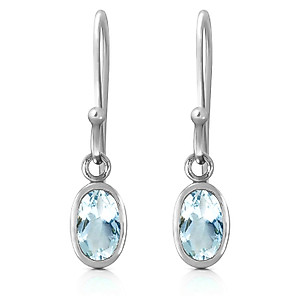 Galaxy Gold GG 14k White Gold Fish Hook Earrings with Natural Aquamarines