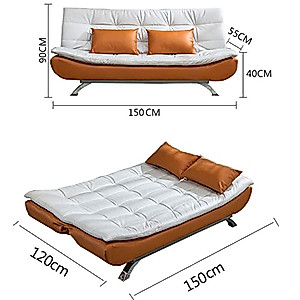 JHKZUDG Sofa Bed,2 Seater Sofa Technology Cloth Recliner Sleeper Sofa,3 Angles Adjustable Back with Chrome Legs,Convertible Folding Sofa Bed, for Living Room Bed Room,Blue