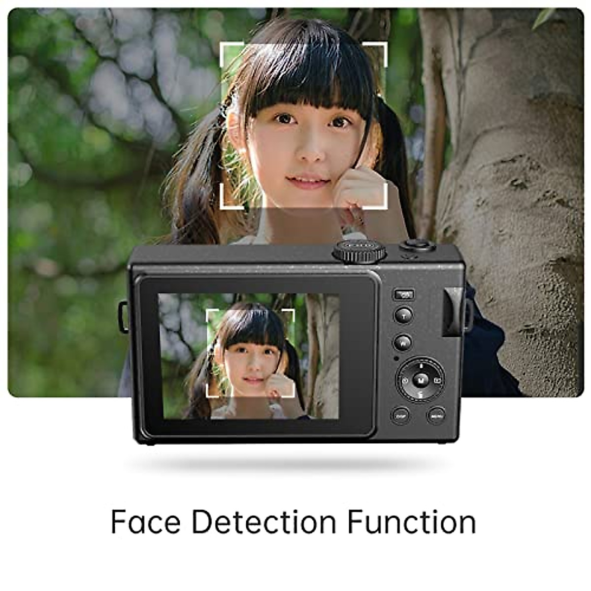 Camnoon 1080P Compact Digital Camera 48MP 3.0 Inch LCD Screen Auto Focus 16x Digital Zoom Anti Shake Smile Capture, Beauty Built-in Flash Battery Selfie Mirror Kids Teen Friends
