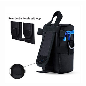 JJC Camera Lens Pouch Case for Canon RF 85mm EF-S 55-250mm EF 24-70mm Nikon Nikkor AF 70-300mm & More, Zipper Polyester Lens Protective Bag Interior Size 3.1x6.1”