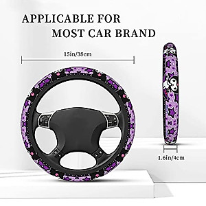 Gearbest Cute Cartoon Kuromi Steering Wheel Cover Universal 15 in Car Accessories for Men Women,Steering Wheel Protector Comfortable Protective Case for SUV Sedan Decor