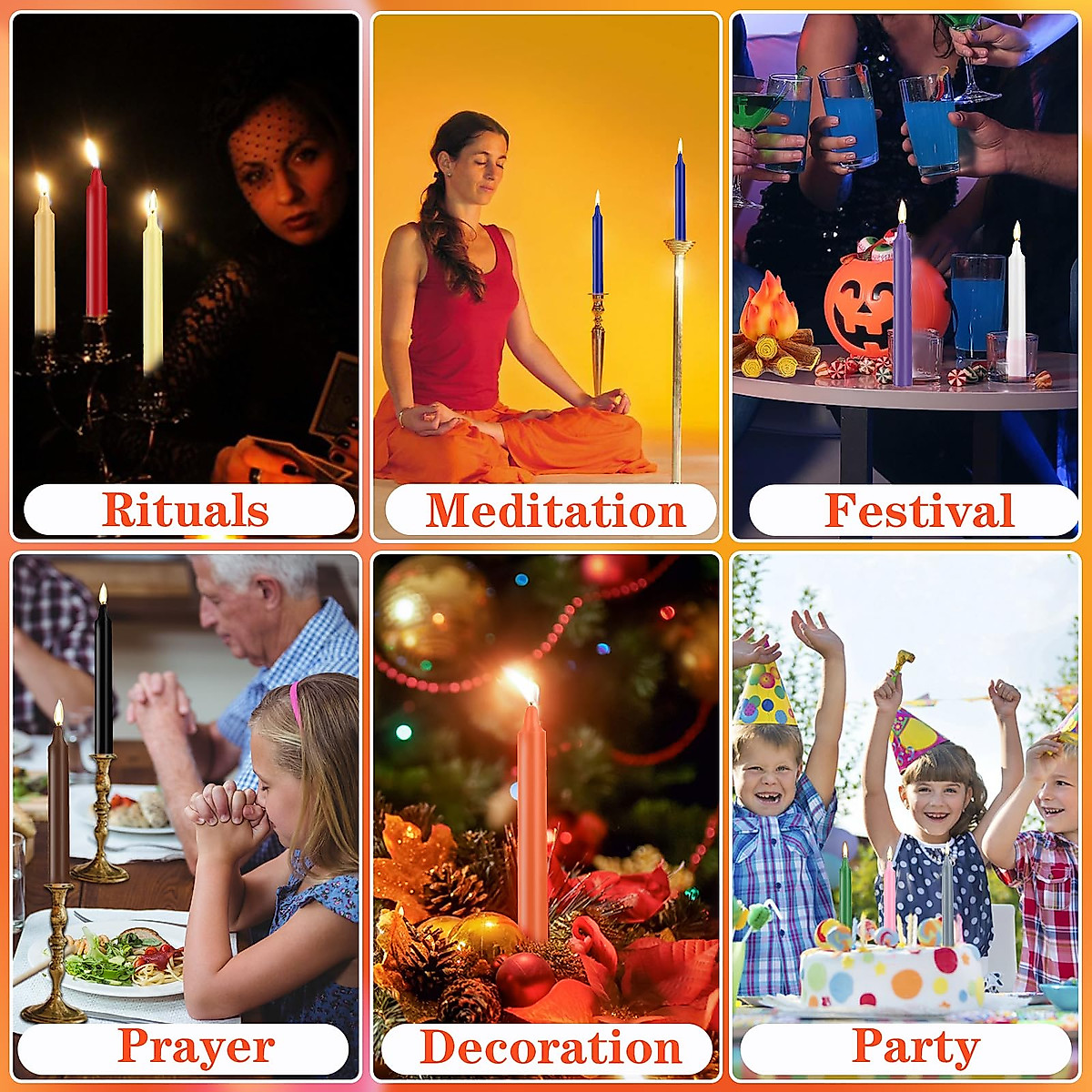 Kunrsug 24 Pack Assorted Color Spell Chime Candles – Premium Mini Unscented Taper Candles for Rituals, Prayer, Birthdays, Meditation, Altar, Spells, Chime Candles - 4 Inch Tall - Ideal for Witches