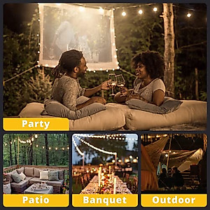 Sunnyload 31FT Outdoor String Lights Waterproof, 110 Volts Outdoor Decorations for Patio, Yard, Garden, Porch, Backyard,Heavy-Duty Decorative Cafe Hanging Lights,with 15 LED Shatterproof Bulbs