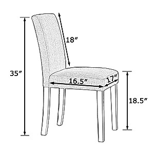 LSSBOUGHT Classic Fabric Dining Chairs Dining Room Chair with Solid Wood Legs (Grey Set of 2)