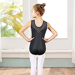 BAOHULU Gymnastics Leotards for Toddler Girls Kids Sparkle Sequins Mesh Top Dancewear B198_SequinBlack_8A