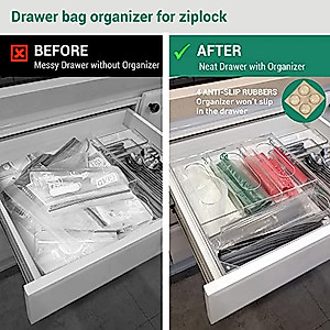 Neatidy Ziplock Bag Storage Organizer – Clear Acrylic Storage Bag Organizer – 4-in-1 Baggie Organizer for Gallon, Snack, Sandwich, Quart Bags – Solid Acrylic Bag Holder for Kitchen Drawer, Counter