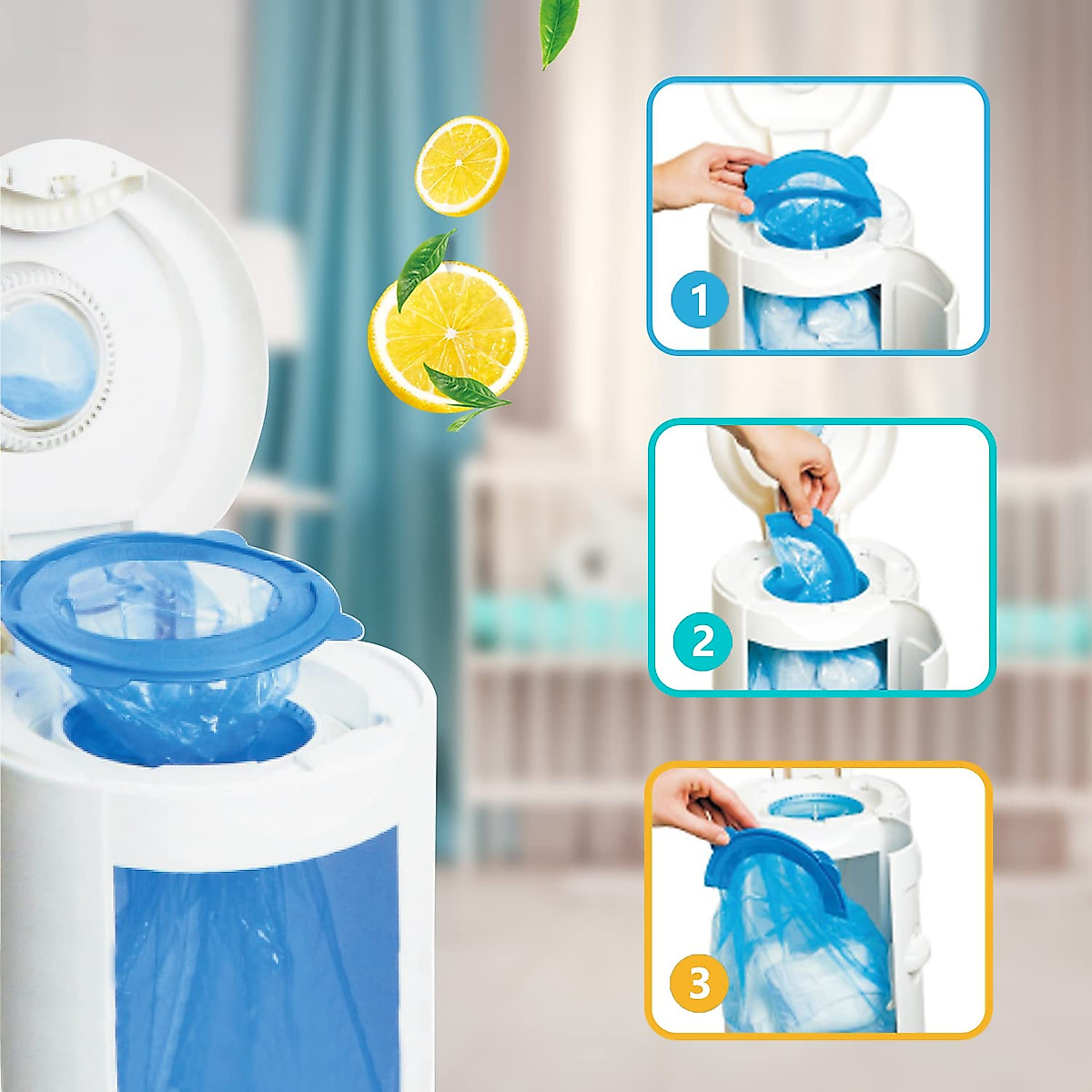 Baby Diaper Pail Refill Bags,100% Lock Odor (34 Bags) True Value Pack Fully Compatible with Arm&Hammer Disposal System,Seal and Toss Refill Bags