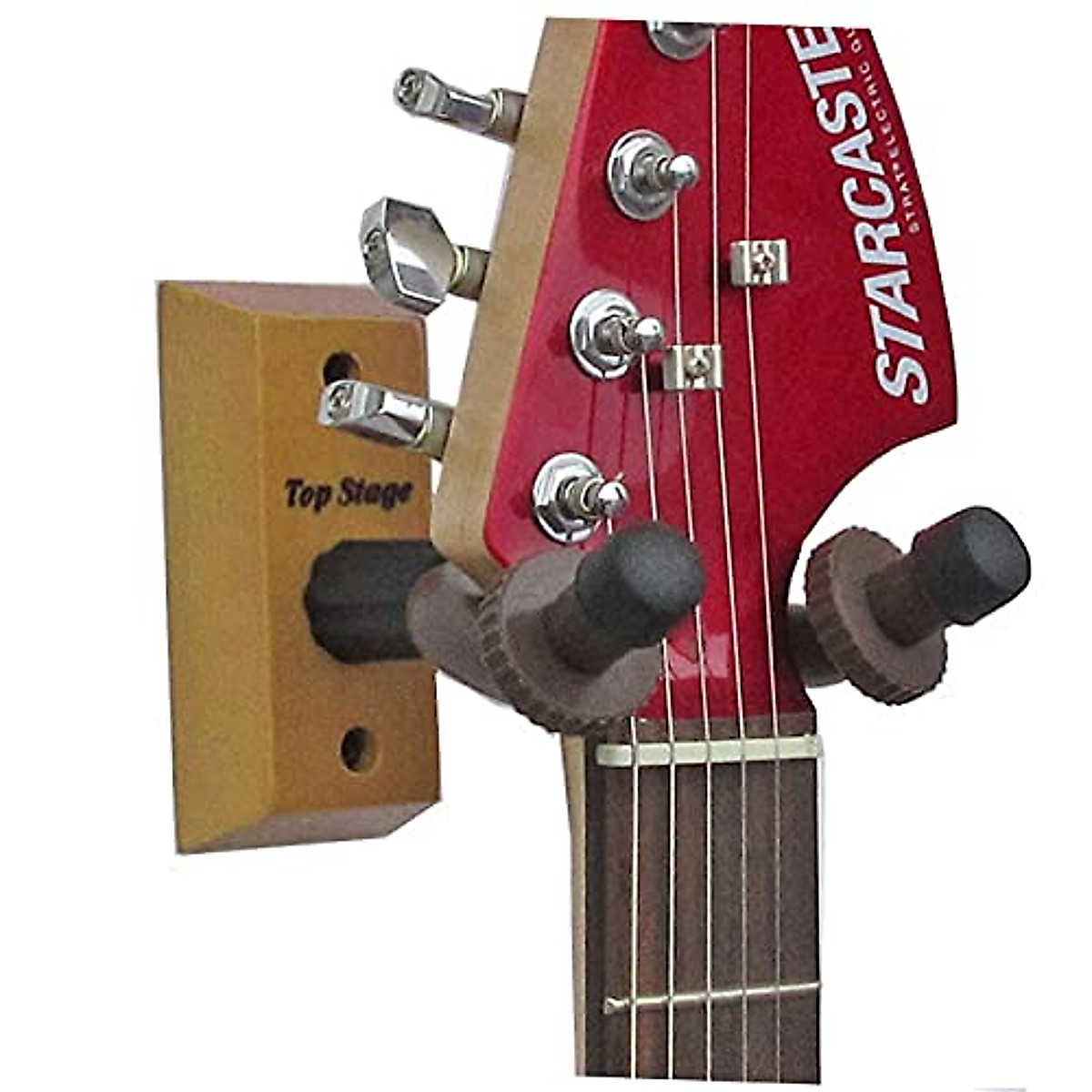 Top Stage JX15NA-Q2 Guitar Wall Mount Hanger 2-Pack, Guitar Hanger Wall Hook Holder Stand for Bass Electric Acoustic Guitar Ukulele, Natural (Pack of 2)