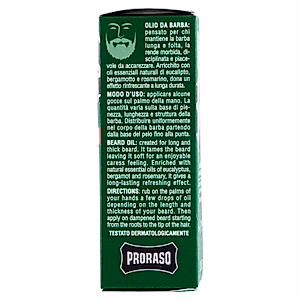 Proraso Beard Oil for Men to Tame, Smooth and Condition Beard Hair - Refreshing,1 Fl Oz (Pack of 1)