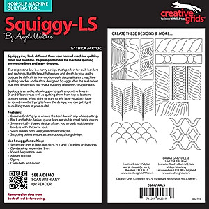 Creative Grids Non-Slip Low Shank Machine Quilting Ruler Squiggy - CGRQTA4LS