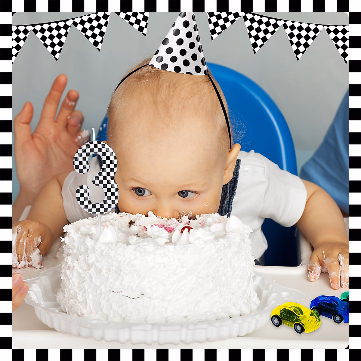 Racing Birthday Number Candles, Happy Birthday Cake Toppers Birthday Cake Toppers Numeral Cupcake Decorations for Racing Party Decoration Theme Party Supplies (3)