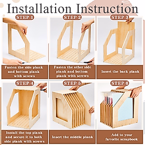 ReliThick 2 Pcs Wood Scrapbook Paper Storage Organizer for Holding 12 x 12 inch Paper Storage Box Album Holders for Vinyl Records Stand 8 Slot Desktop Rack Paper Storage Shelf Portfolio Filing Crate