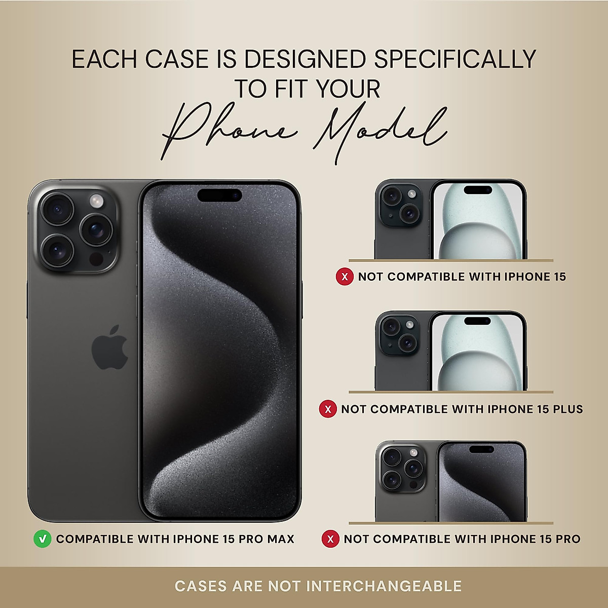 Bandolier Hailey Crossbody Wallet Phone Case for iPhone 15 Pro Max. 100% Genuine Pebble Leather with Pewter Hardware. Adjustable & Removable Strap. Expandable Flip Card Holder. Black with Pewter