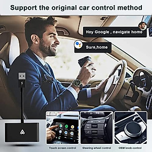 Dododuck Android Auto Wireless Adapter for OEM Factory Wired Android Auto Cars Plug & Play Easy Setup AA Wireless Android Auto Dongle for Android Phones Converts Wired Android Auto to Wireless