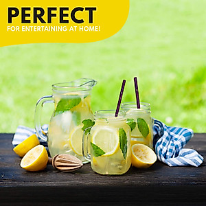 Reusable Stainless Steel Straw Set of 4 - Shorter Lengths (6.5" and 7.5") for Cocktails and Beverages. Travel Case and Cleaning Brush - Perfect for On The Go or Entertaining at Home (Purple Haze)