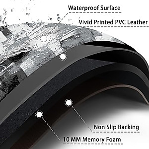 Black Grey Kitchen Rugs Mats Set 2 Pieces Abstract Modern Art Cushioned Anti-Fatigue Kitchen Rug Waterproof Non Slip Comfort Heavy Duty Standing Floor Mat Carpets for Kitchen Laundry, 17"x47"+17"x28"