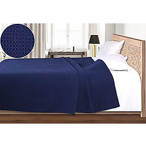 Goroly Home Farmhouse Cotton Throw Bed Blanket King - Perfect for Layering Any Bed - Provides Comfort and Warmth for Years - Navy - 102x90 Inch