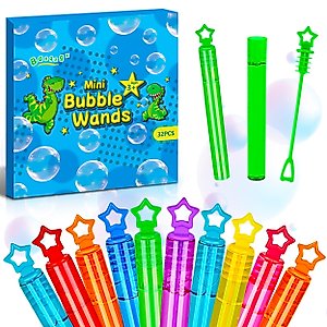 Baegzgx 32 PCS Mini Bubble Wands in 8 Colors, Children's Party, Birthday Party, New Year, Christmas, Valentine's Day, Carnival, Ideal Goodie Bag Filling, School Classroom Male and Female Awards