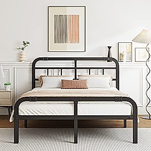 Cleaniago 14 Inch High King Size Bed Frame with Headboard and Footboard, 14 Inch High, Steel Slats with 3000lbs Support, No Box Spring Needed, Noise Free,Easy Assembly, Black