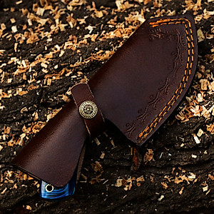 SUSA KNIVES Handmade 7'' Fixed blade Damascus steel skinner knife, EDC KNIFE with leather sheath