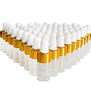 BEGIKET 50PCS Transparent Sample Dropper Bottles, 3 ml Mini Essential Oil Dropper Bottles, Perfume Bottles with 2 Plastic Droppers for Travel Test Samples