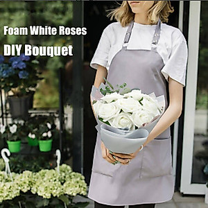 Cliselda 50Pcs Artificial Flowers Ivory White Fake Roses with Stems, Valentine's Day, Real Touch Foam Rose Bulk Faux Flowers for Decoration Centerpieces Party Flower Arrangements