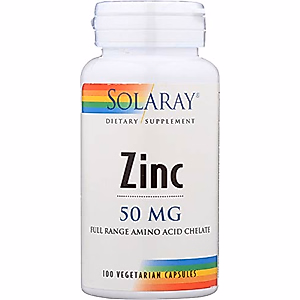 Solaray Zinc Amino Acid Chelate 50 mg VCapsules, 100 Count