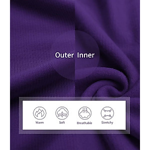 Zengjo Thermal Base Layer Women Mock Neck Long Sleeve(Purple,XL)