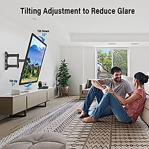 MOUNTUP Full Motion TV Wall Mount for 26-50 Inch TV, Wall Mount TV Bracket Max VESA 300x300mm, Swivel Tilt Extension Level Adjustment for LED LCD Flat Curved TVs Up to 55 LBS