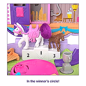 Polly Pocket Compact Playset, Jumpin' Style Pony with 2 Micro Dolls & Accessories, Travel Toys with Surprise Reveals