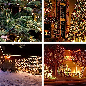 Solar String Lights Christmas Lights 100-LED 39ft 8-Lighting Modes, Waterproof, Fairy Lights for Garden, Patio, Fence, Holiday, Party, Balcony Decorations (2 Pack, Warm White)