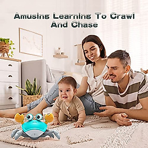 Crawling Crab Baby Toys Infant - Tummy Time Toy Gifts for 3 4 5 6 7 8 9 10 11 12 Baby Boy Girl with Learning Crawl System Music for 0-6 6-12 12-18 36 Months Walking Toddler Toy Birthday Gift (Green)