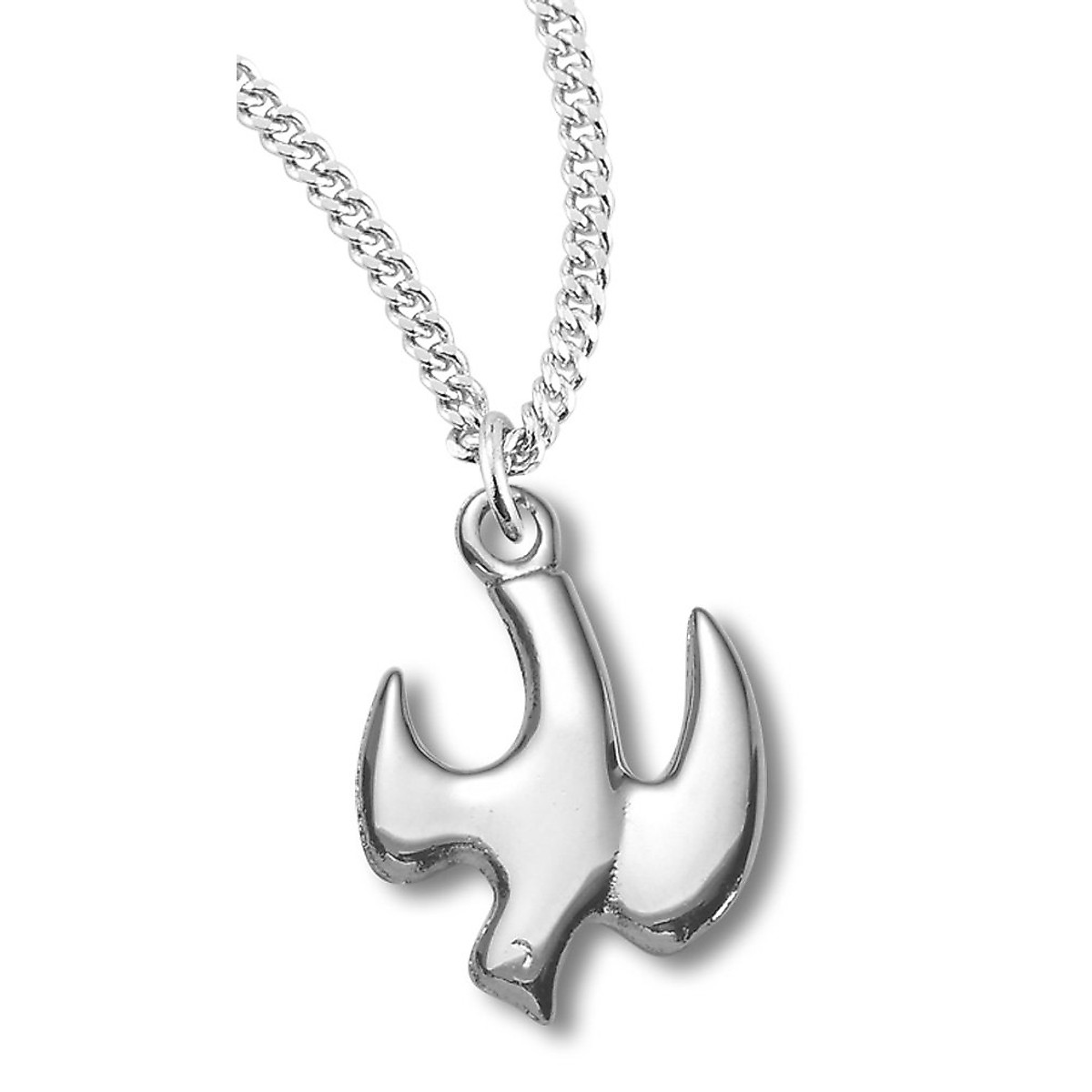 Heartland Store Women's Polished Sterling Silver Descending Dove Pendant + 18 Inch Rhodium Plated Chain & Clasp