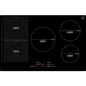 K&H SIGNATURE SERIES 5 Burner 31.5 Inch Built-in Induction Electric Stove Top Ceramic Cooktop Touch Control 240V 9200W IN30-9200FLX