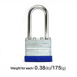 1 Laminated keyed Padlock (1-9/16", 40mm), keyed Alike Locks, Long Shackle, Pack