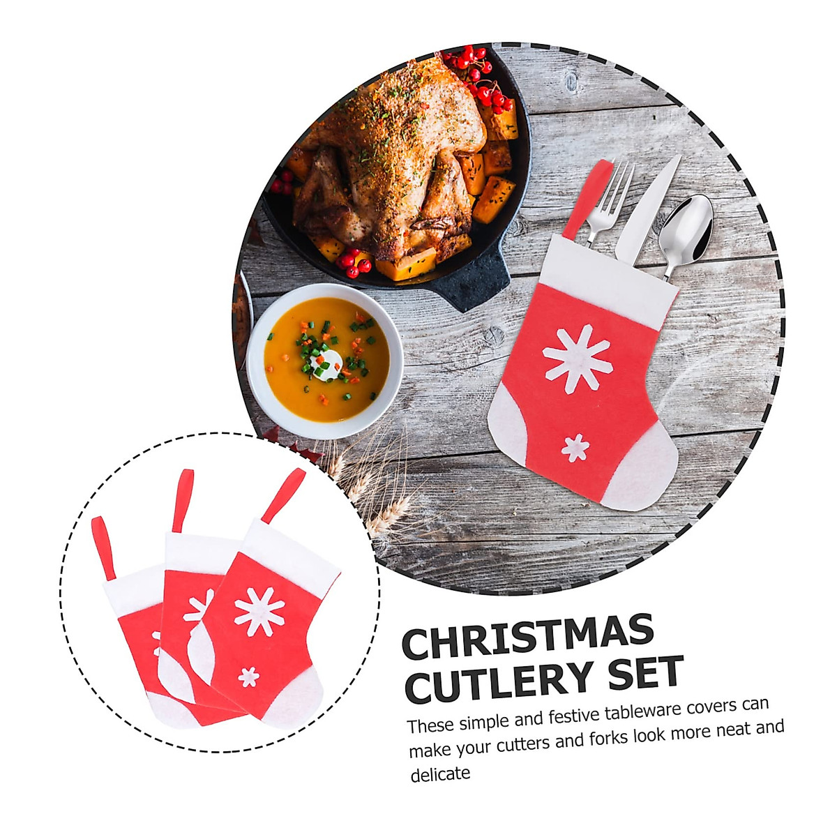 BESTOYARD 6pcs Cutlery Bag Cutlery Set Christmas Cutlery Bags Xmas Party Decoration Dinning Table Decor Red Table Decor Christmas Silverware Fork Spoon Holder Cutters Forks Covers Mini