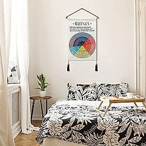 Mental Health Tapestry Small Feelings Chart Therapy Office Decor Social Emotional Learning Wall Art Kids Behavior Chart for School Classroom Counseling Office, 20 x 13 Inches (Feelings Wheel)