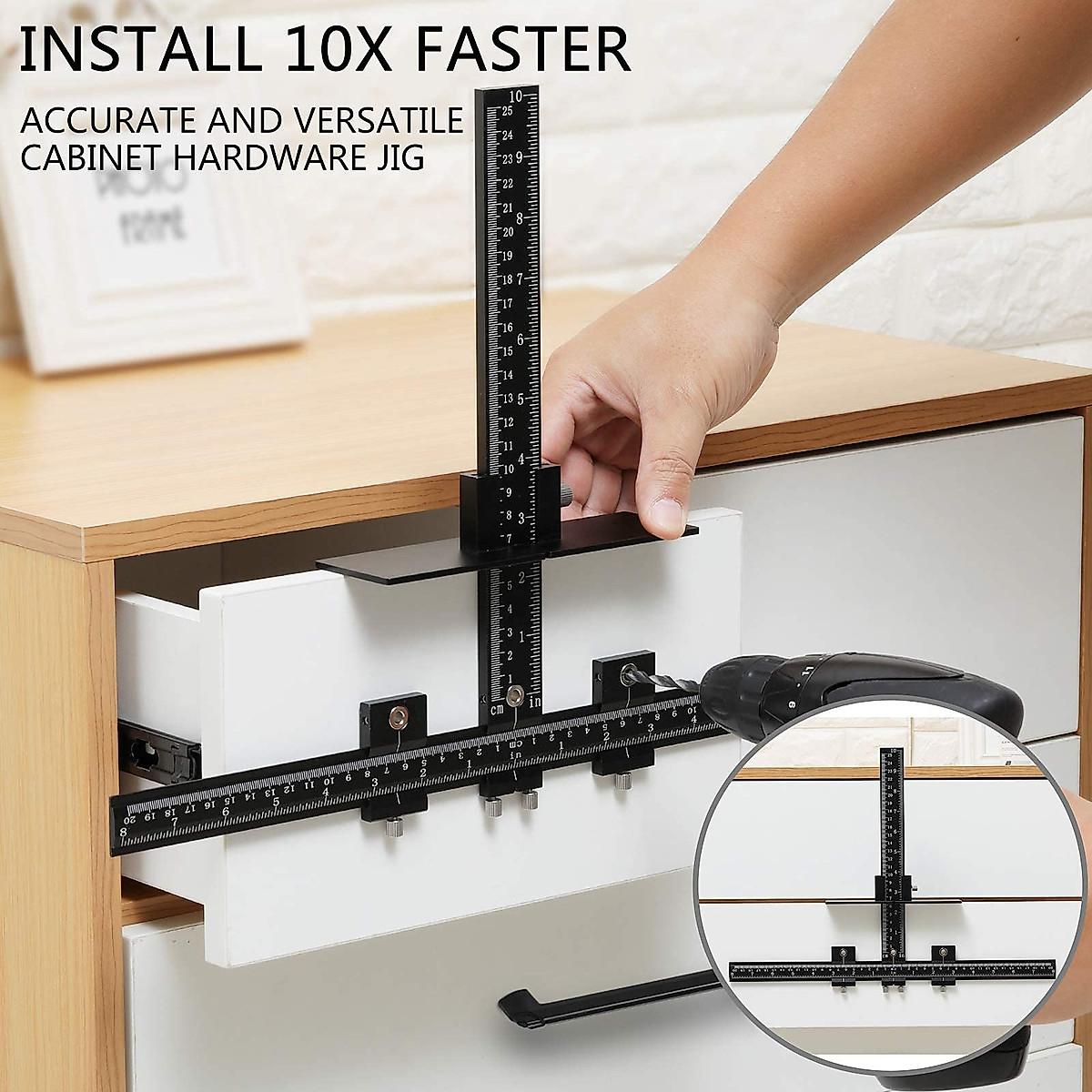 Cabinet Hardware Jig All Aluminum Alloy,Adjustable Drill Guide Template Tool for Installation of Door Drawer Front Knobs Handles and Pulls