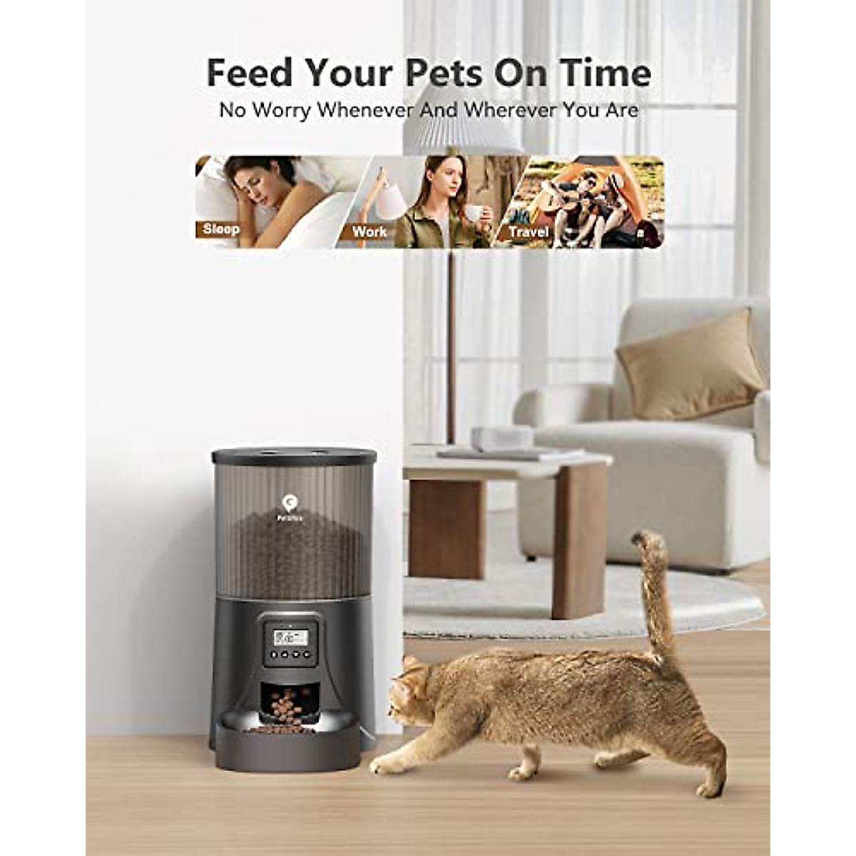 PETULTRA Automatic Cat Feeders, Timed Dog Feeder 4L Programmable Control 1-4 Meals Pet Dry Food Dispenser with Desiccant Bag for Cats and Small Medium Dogs, Dual Power Supply, 10s Voice Recorder