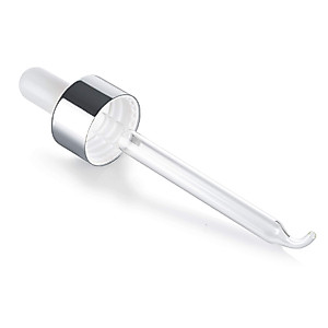 JUVITUS 2 oz Frosted Clear Glass Boston Round Bottle with Silver Metal and Glass Dropper (12 Pack) for Cosmetics, Serums, Carrier and Essential Oils, Aromatherapy