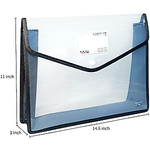 YoeeJob Plastic File Folders Legal Size Expandable Document Folder with Snap Button Closure, B4 Expanding File Wallet Envelopes Pouch with Label Pocket, 2 Packs, Black