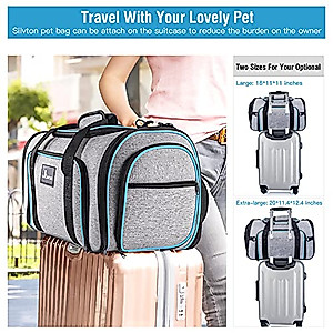 Siivton Airline Approved Pet Carrier, Soft Sided Pet Travel Carrier 4 Sides Expandable Cat Carrier with Fleece Pad for Cats, Puppy and Small Dogs