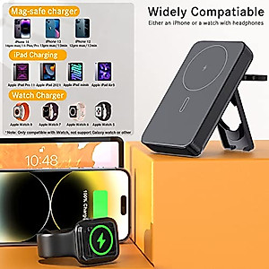 Lyare Magnetic Wireless Power Bank - 10000mAh 3 in 1 Wireless Charging Station PD 18W Fast Wireless Mag-Safe Charger Battery Pack for iPhone 14 13 12 Pro, iWatch Ultra/8/7/6/5/4/3/2（Only iWatch）