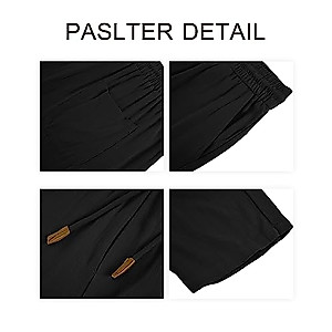 Mens Drawstring Linen Pants Relaxed Fit Elastic Waist Casual Pants Lightweight Yoga Beach Trousers Black