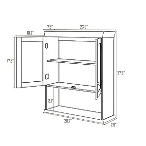 HAPPYGRILL Wall-Mounted Bathroom Storage Cabinet Bathroom Organizer Shelf Over The Toilet Storage Medicine Cabinet