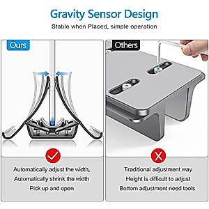 ivoler Auto-Resize Aluminum Vertical Laptop Stand Desktop for Gravity Locking Holder Dock Save Space for Desk Organizers and Storage(Up to 17.3 inches), Fits All MacBook/Air/HP/Dell/Samsung, Silver